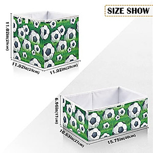 Beautiful Soccer Football Cube Storage Bin Collapsible Storage Bins Waterproof Toy Basket for Cube Organizer Bins for Kids Girls Boys Toys Book Office Home Shelf Closet - 11.02x11.02x11.02 in