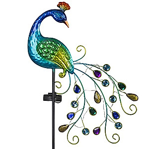 VEWOGARDEN Garden Solar Outdoor Lights, Metal Peacock Solar Garden Lights Stakes - Waterproof Landscape Path Lights for Patio Lawn Yard Decorations (38"*14"*2.5")