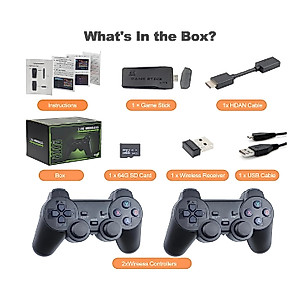 Wireless Retro Game Console,Retro Game Stick,Nostalgia Stick Game, Plug and Play Video Game Stick Built in 10000+ Games,9 Classic Emulators,