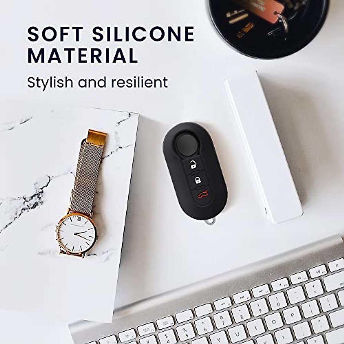 kwmobile Silicone Key Fob Cover Compatible with Fiat Lancia 3 Button Car Flip Key - Italy Green/Red/Black