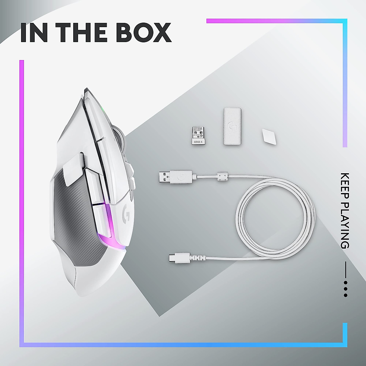 Logitech G502 X Plus Lightspeed Wireless Optical Mouse - LIGHTFORCE hybrid switches, LIGHTSYNC RGB, HERO 25K gaming sensor, compatible with PC - macOS/Windows - White