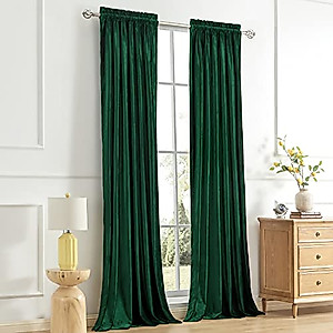 PRIMROSE Emerald Green Curtains 84 inch for Living Room Velvet Blackout Rod Pocket Window Drapes Treatment Room Darkening Decor Curtains for Bedroom Set of 2 Panels