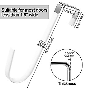 6 Pack Over The Door Hooks, Sturdy Metal Single Over Door Hooks, White Door Hanger Hook Door Hooks for Hanging, Towels, Clothes, Bathroom, Hold Up to 7Lbs