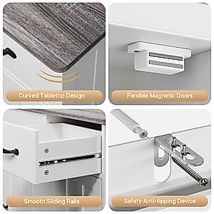 Gizoon Farmhouse Buffet Cabinet with 3 Drawers and Barn Doors, Stylish Wood Coffee Bar Cabinet with Adjustable Shelf, Modern Sideboard for Kitchen, Dining Room, Living Room, Grey