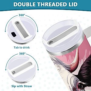 ARGTILDN 30 oz Tumbler Cow Flowers Abstract Insulated Travel Mug with Handle and Straw Lid Stainless Steel Vacuum Coffee Cup Tea Beverage Container Water Bottles for Car Sports office