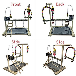 Tfwadmx Bird Playground Parrots Play Stand Birdcage Play Stand Play Gym Parakeet Ladders Exercise with Feeder Cups for Cockatoo Lovebirds SmallBirds Conure Cockatiel Cage Accessories Toy