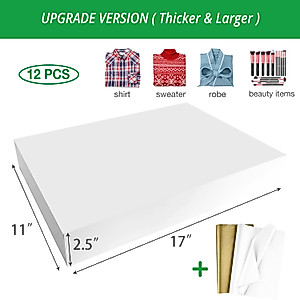 12 White Large Gift Wrap Boxes Bulik with Lids,12 Tissue paper and 80 Count Foil Christmas Tag Stickers for Wrapping x-large Clothes (Shirts, Robes, Coats, Sweaters, Jackets) and Presents