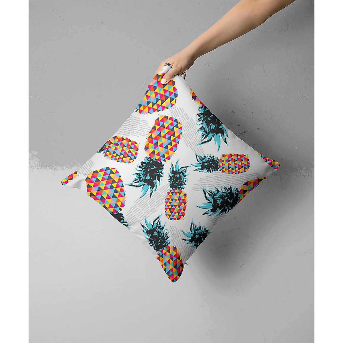 iiRov Summer Design Ink-Fuzed Decorative Throw Pillow - Retro Summer Pineapple v3