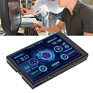 Sanpyl Computer Temp Monitor, 3.5in IPS Full View USB C CPU Data Monitor Auto Off Rotatable Design Plug and Play RAM Monitor for Chassis RAM GPU (Black Cat Lingerie Dress)