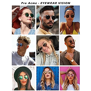 Pro Acme Small Round Sunglasses for Women Men Classic Crystal Glass Lens Retro Circle Metal SunGlasses,50mm (Crystal Grey Lens)