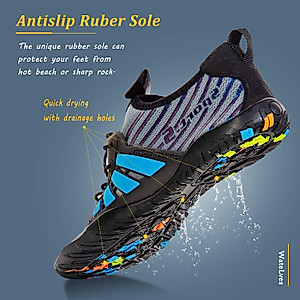 WateLves Water Shoes Mens Womens Beach Swim Shoes Quick-Dry Aqua Socks Pool Shoes for Surf Yoga Water Aerobics (B/Blue Gray, 39)