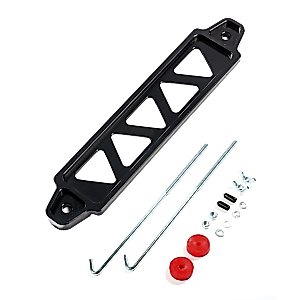 AOCISKA Battery Hold Down Bracket, Universal Crossbar Car Battery Holder Kit with 10in J Bolts,Car Battery Lock Down Sets,Aluminum Alloy Battery Tie Down Mount Bracket,Hold Lock Accessories (Black)