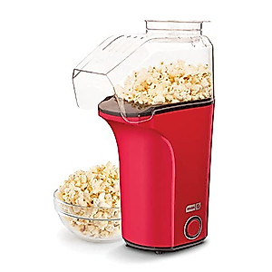 DASH Hot Air Popcorn Popper Maker with Measuring Cup to Portion Popping Corn Kernels + Melt Butter, 16 Cups - Red