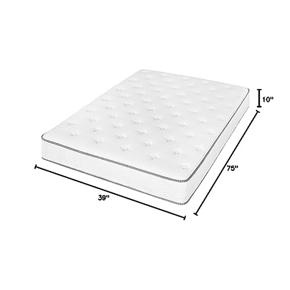Olee Sleep 10 Inch Gel Infused Foam Top Innerspring Mattress, Twin, White
