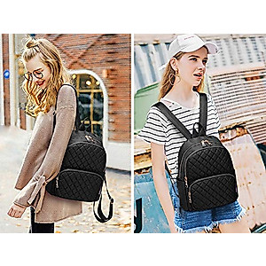 Backpack for Women, Myhozee Backpacks Womens Multipurpose Design Handbags and Shoulder Bag Travel Backpacks Purse Black Quilted mochilas para mujer