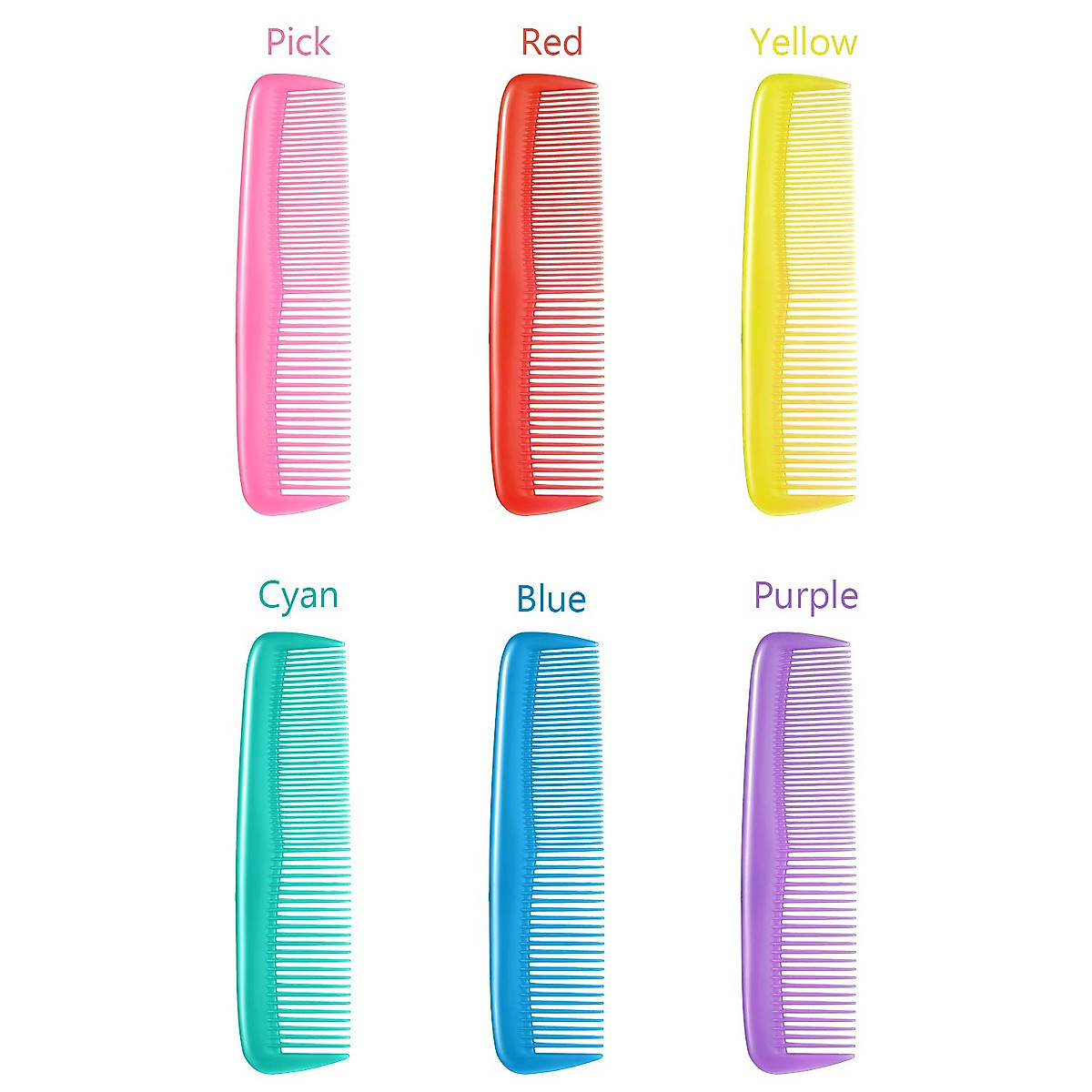 24 Pieces Hair Combs Set Plastic Hair Comb for Women and Men, Fine Dressing Comb (Yellow, Purple, Green, Blue, Red, Pink)