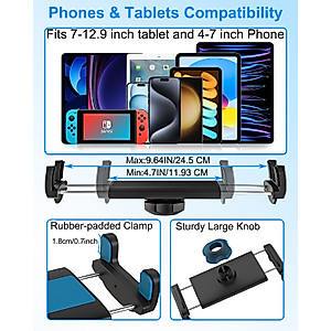 Kolasels Cup Holder Tablet Mount for Car, 360° Adjustable iPad Cup Holder Mount, Cup Holder Tablet Holder for Truck, Compatible with iPad Pro Air Mini, Galaxy Tabs, 4.7-12.9" Tablet & Phone