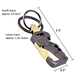 2 Pack Car Key Chain Bottle Opener Keychain for Men and Women (Gun and Gold)
