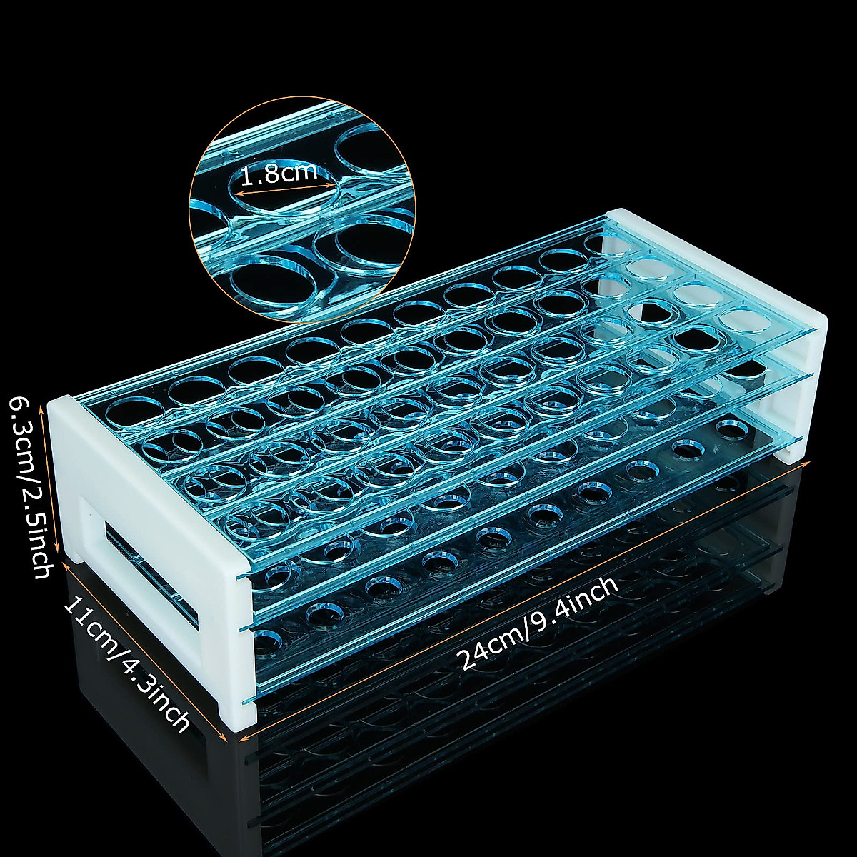 6 Pack Plastic Test Tube Rack for 15-18 mm Tubes, 40 Holes Test Tube Rack Holder, Science Test Tube Stand, Lab Tube Rack for for Scientific Experiment, Lab Sample Vials, Laboratory (Detachable)