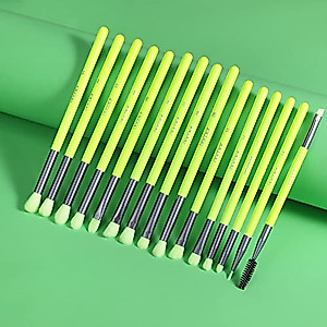 Docolor Eyeshadow Brush Set 15Pcs Eye Makeup Brushes Professional Makeup Brush Set Eye Shadow Blending Concealer Eyebrow Eyelash Eye Liners Premium Synthetic Eyeshadow Crease Brow Brush, Neon Green