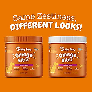 Zesty Paws Omega 3 Alaskan Fish Oil Chew Treats for Dogs - with AlaskOmega for EPA & DHA Fatty Acids - Hip & Joint Support + Skin & Coat Chicken Flavor (90 Soft Chews)