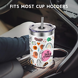 LEADO 20 oz Tumbler, Positive Affirmation Gifts for Women - Daily Affirmations, Mindfulness Gifts, Motivational, Encouragement, Mental Health Gifts - Christmas, Inspirational Gifts for Women