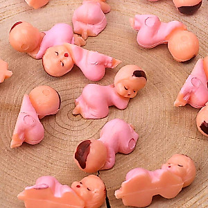 JUXINGDAZYF 72Pieces Mini Plastic Baby Favor Supplies for Baby Shower and Ice Cube Game, 1 Inch Party King Cake King Cake Babies King Cake Baby (Pink)