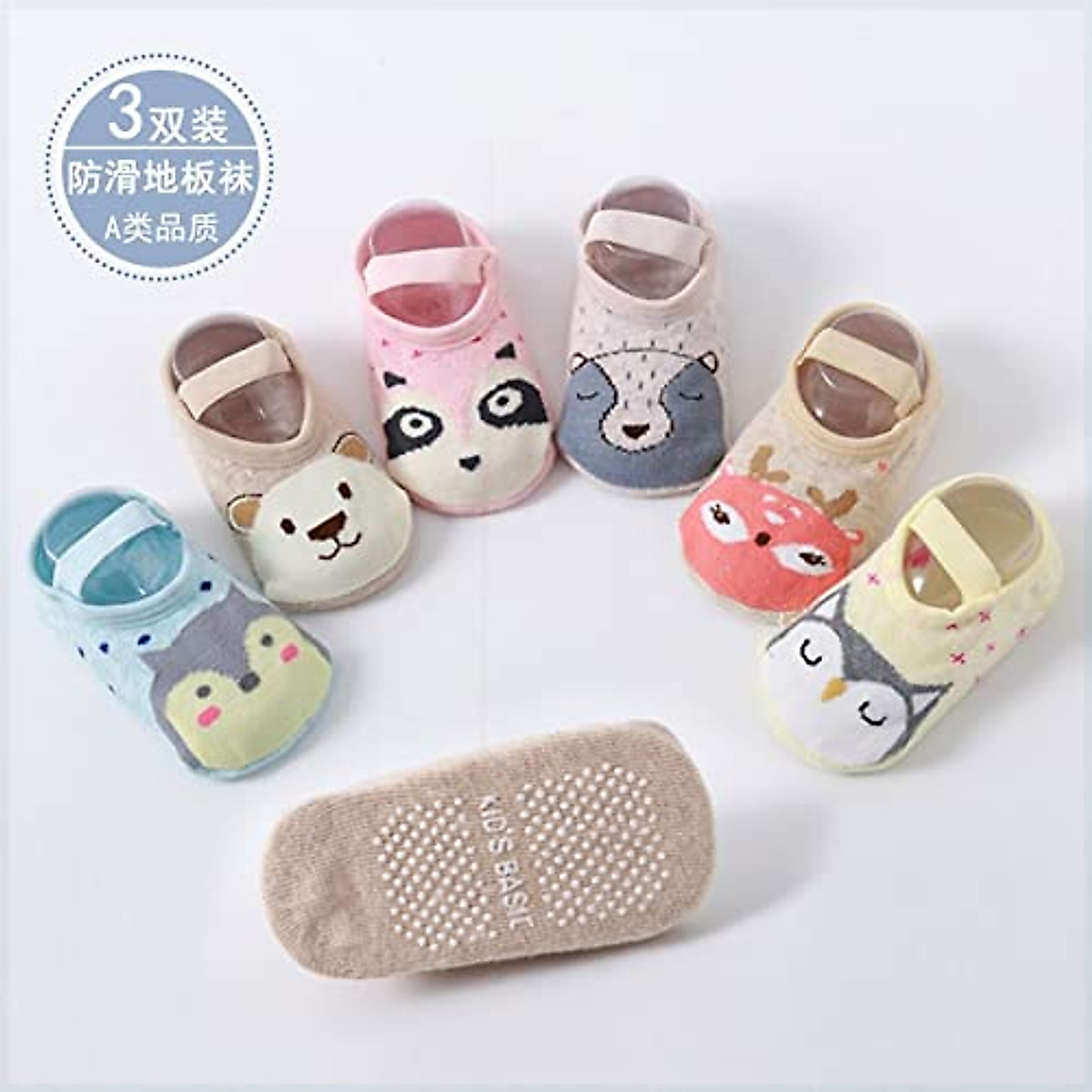 QandSweat Baby Toddler Non-skid Socks Little Girls Cute Cartoon Floor Socks 9-36 Months (Cartoon 8 Pairs)