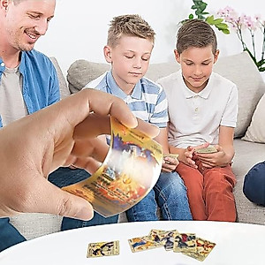 55 PCS Gold Cards Packs Vmax V EX GX Rare Golden Cards TCG Deck Box Gold Foil Card for Fans/Kids/Collectors Gifts (No Duplicates) (Golden)