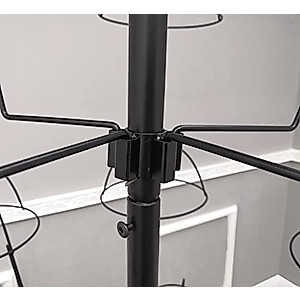 FixtureDisplays 6-Tier Hat Display Rack Free Standing Headwear Wig Rack Metal Floor Rack for Caps, Fits 30 Hats, 22" X 22" X 66" 18164-BLACK