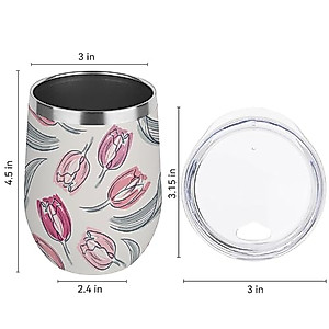 silichee 12 Oz Stainless Steel Stanley Cup with Lid Background Tulips Insulated Tumblers Vacuum Coffee Mugs for Hot and Cold Drinks,Coffee,Wine