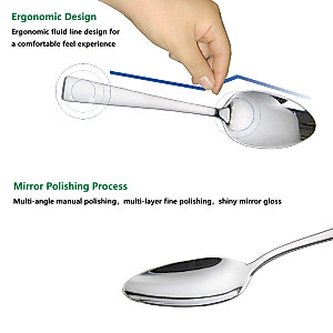 faderic 6-Piece Dinner Spoons,Table Spoons Flatware Stainless Steel Mirror Polishing 7.08-Inch