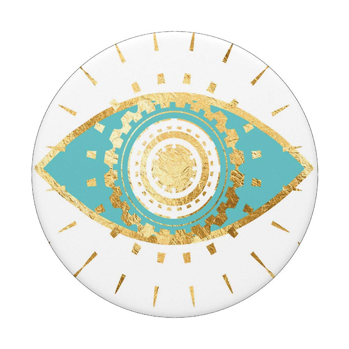 Gold and Teal Evil Eye Gold Ray Greek Mati PopSockets PopGrip: Swappable Grip for Phones & Tablets