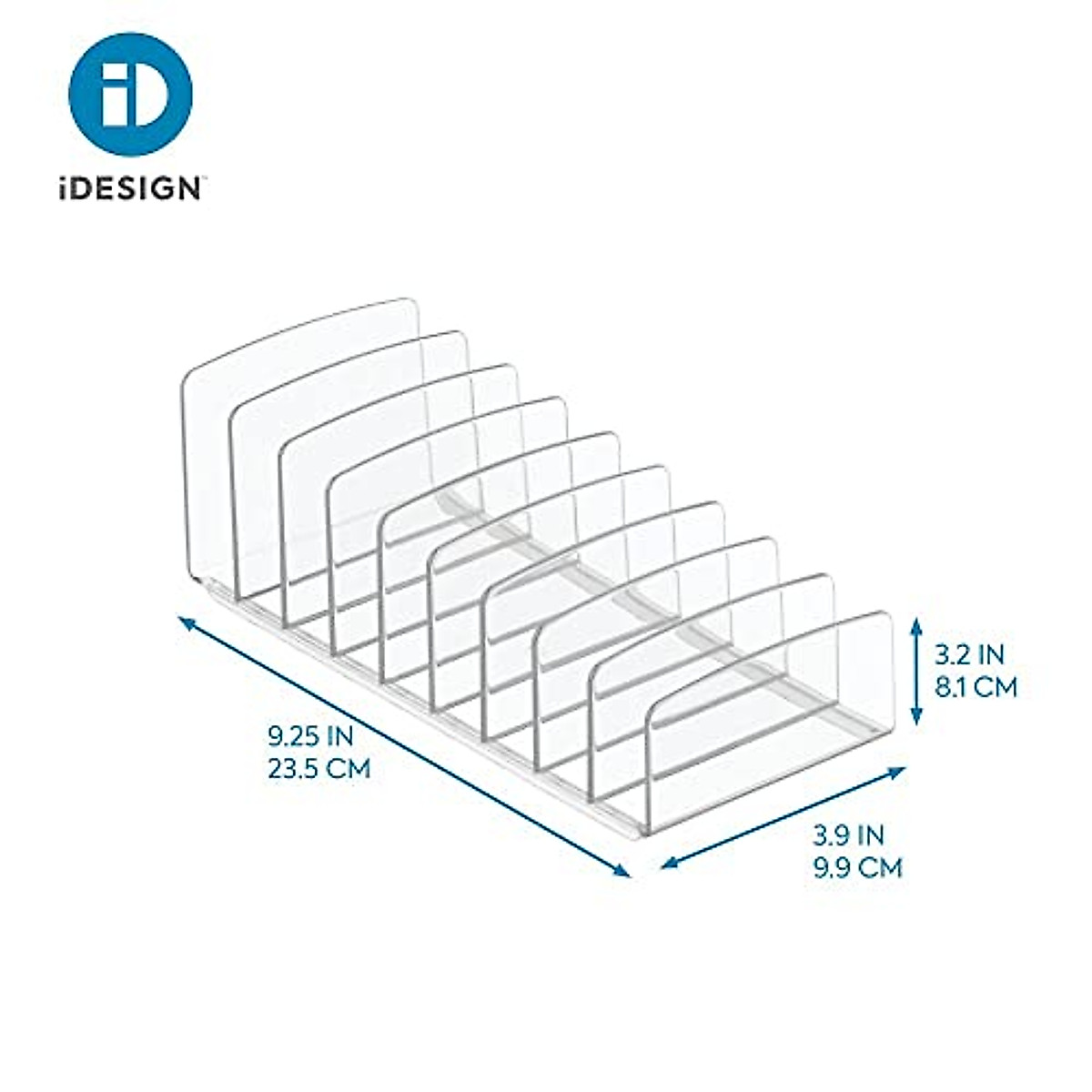 iDesign BPA-Free Plastic Divided Makeup Palette Cosmetic Organizer, The Clarity Collection – 9.25" x 3.86" x 3.2", Clear