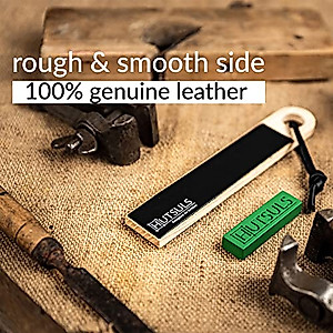 Hutsuls Pocket Knife Strop Kit - Get Razor-Sharp Edges with Pocket Leather Strop for Knife Sharpening, Easy to Use Knife Stropping Kit with Stropping Compound, Stropping Leather Sharpening Strop Block