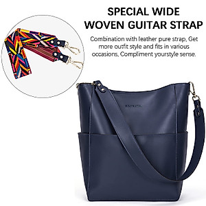 BOSTANTEN Women's Leather Designer Handbags Tote Purses Shoulder Bucket Bag Navy Blue