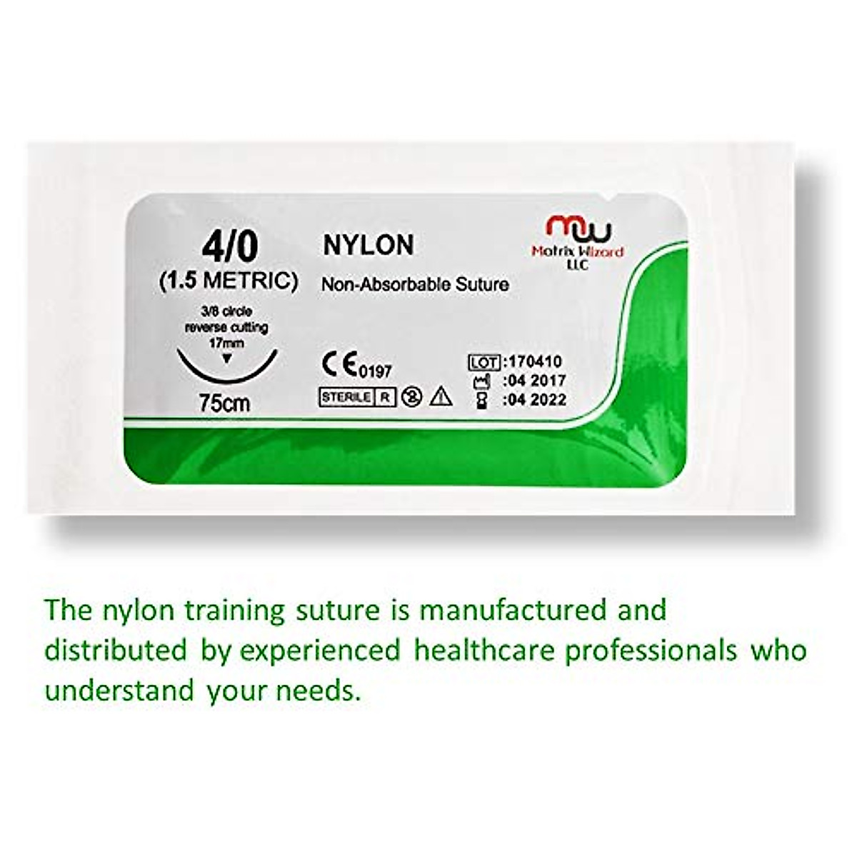 4-0 Sterile Suture Threads with Needle (24 PK Nylon) - Camping Survival Demo, Military Tactical Drill, Clinic Rotation Suturing, First Aid Travel Safety, Taxidermy, Veterinary Use