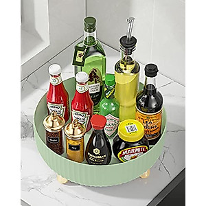 Lolocor 11" Lazy Susan Turntable Spice Rack Organizer - 360° Rotatable Kitchen Cabinet Decorative Trays for Fruit Snacks Organizer for Cupboard Pantry Vanity Bathroom Table Light Green