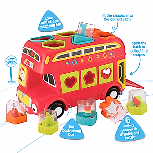 Early Learning Centre Shape Sorting Bus, Stimulates Senses, Fine Motor Skills, Hand Eye Coordination, Problem Solving, Kids Toys for Ages 06 Month, Amazon Exclusive