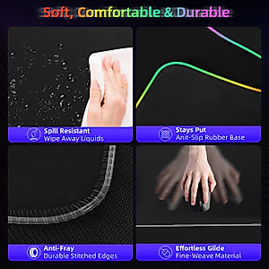 RGB Gaming Mouse Pad with Wireless Charging 10W, 31.5"x11.8" X-Large Desk Mat Protector, [9 Light Modes] [Light Switch] [Non-Slip Rubber Base] [Waterproof] Keyboard Mat