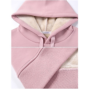 Ayturbo Women's Long Sleeve Fleece Lined Sweatshirt Casual Winter Warm Sherpa Hoodie Pullover(Pink,L)