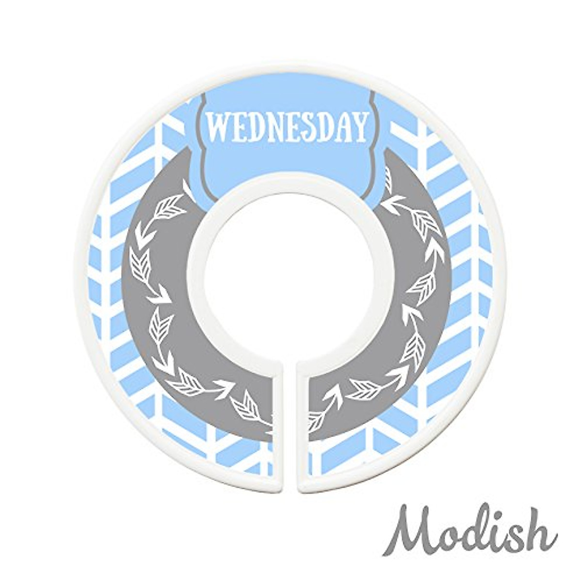 Modish Labels Daily Clothes Organizers, Days of Week Closet Dividers, Closet Organizers, School Supplies, Work Week Clothes Organizer, Boy, Male, Men, Arrows, Tribal, Blue, Grey, Gray (Days)