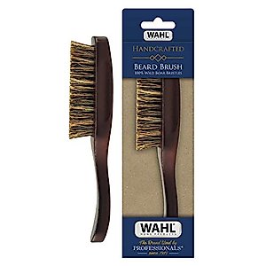 Wahl Large Handled Beard Brush with 100% Boar Bristles with Firm Natural Hair for Grooming & Styling – Wood Handle for Beards, Mustaches, Skin & Hair Care – Model 3347