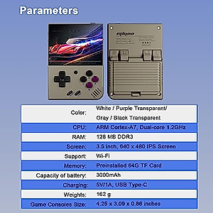 Miyoo Mini Plus Handheld Game Console 3.5 inch Classic System Retro Video Games Consoles Portable Rechargeable Hand Held 64G with Case (Gray)