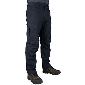 LAPG Men's Atlas Stretch Tactical Cargo Pants, Durable & Lightweight Ripstop Work Pants, Outdoor Hiking Pants for Men - Navy - 36 x 34