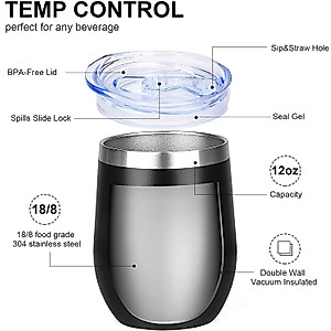 Hopedoit Camping Gifts Wine Tumbler 12OZ, Camping Gifts for Women, Camper Gifts, Gifts for Campers, Queen of The Camper, Gifts for RV Campers, Camping Gifts for Camper, Cool Gifts for Camping Lovers