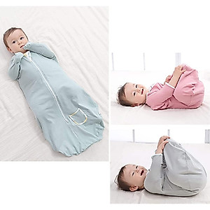 ZIGJOY Baby Transition Swaddle, 100% Cotton Wearable Blanket with Half-Length Sleeves and Mitten Cuffs Sleep Sack Sefl-Soothing Arms Up Swaddle, 3-6Months