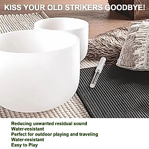 Singing Bowl Mallet Clear Acrylic Base Rubber Striker Mallet for Playing Quartz Crystal Singing Bowl with Bundle Pocket (Clear)