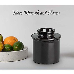 Black Butter Crock With Water Line French Butter Dish Large Butter Keeper Porcelain Butter Cup Campana De Mantequilla