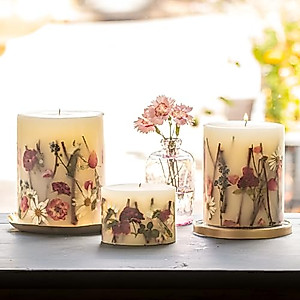 Rosy Rings Apricot Rose Round Botanical Candle - Aromatherapy Candles, Long Lasting Candles, Home Decor Candles (Medium)